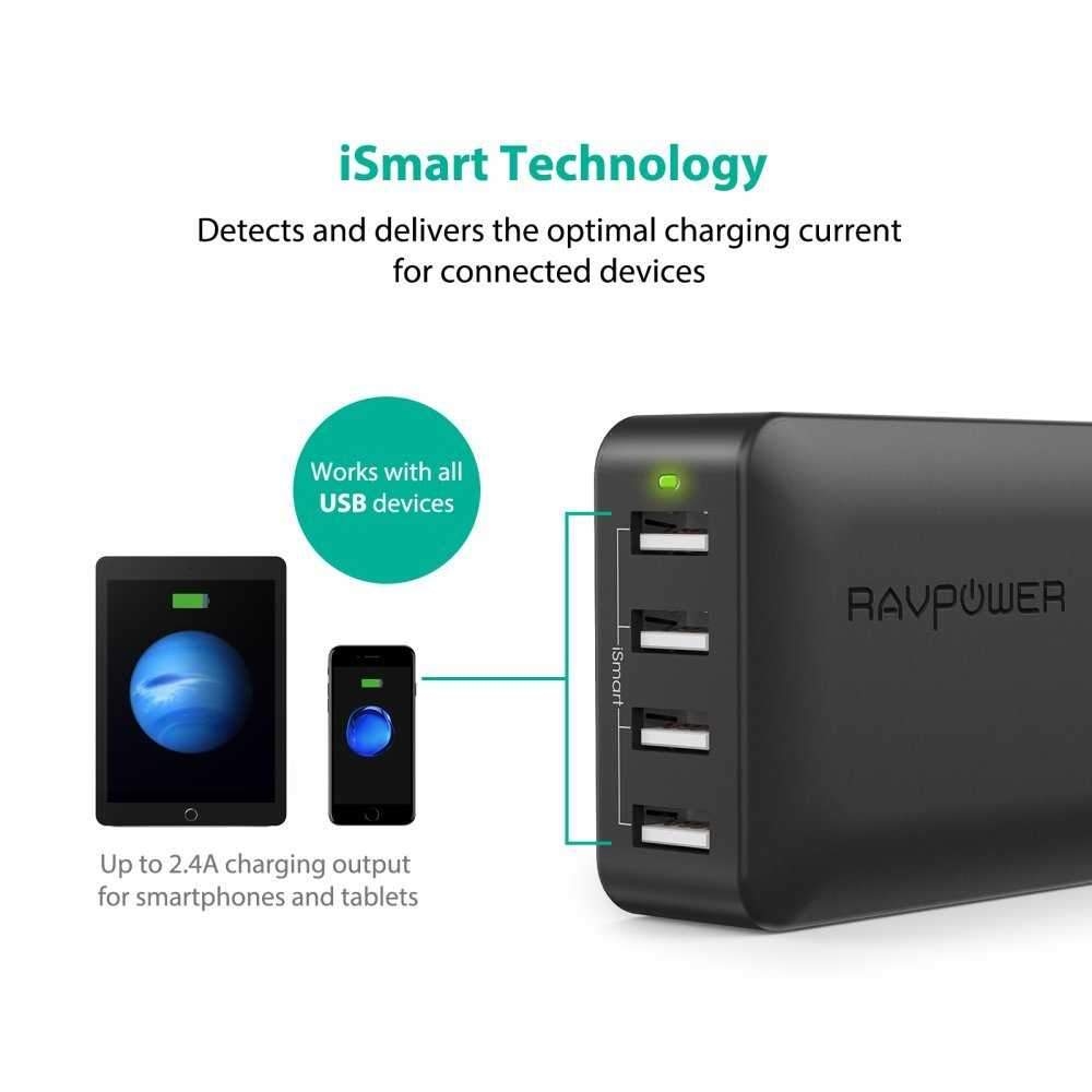 Order ravpower 4 port travel adapter 40w black Now! | Jomla.ae