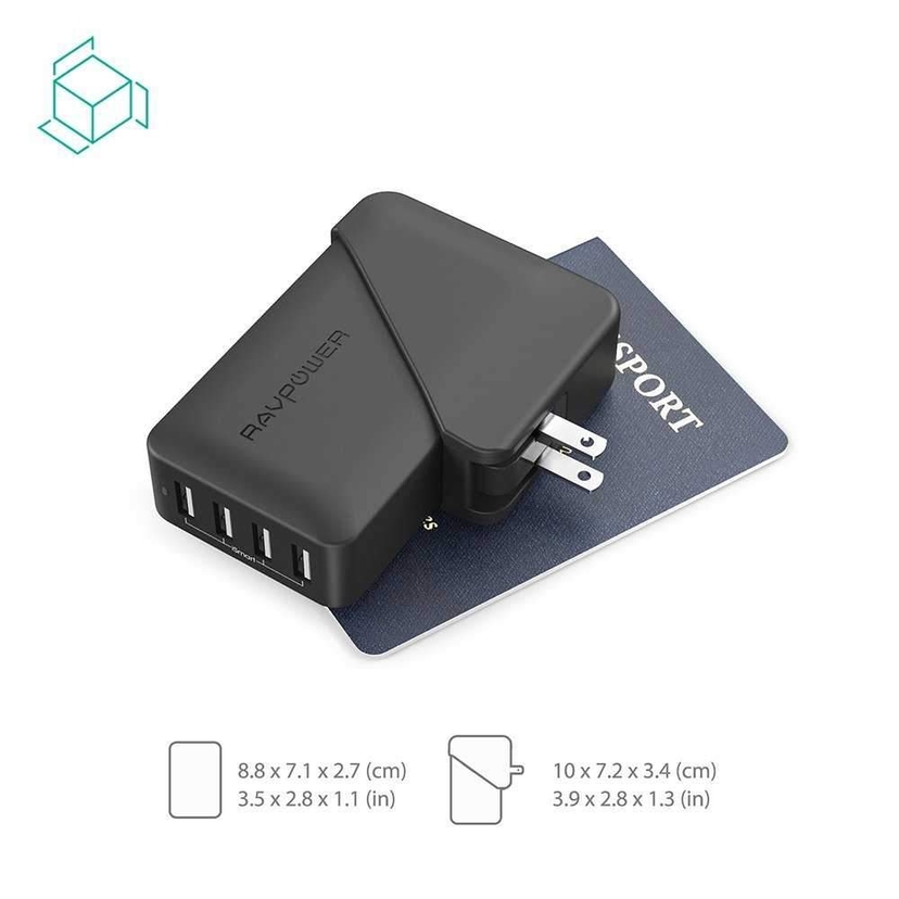 Order ravpower 4 port travel adapter 40w black Now! | Jomla.ae