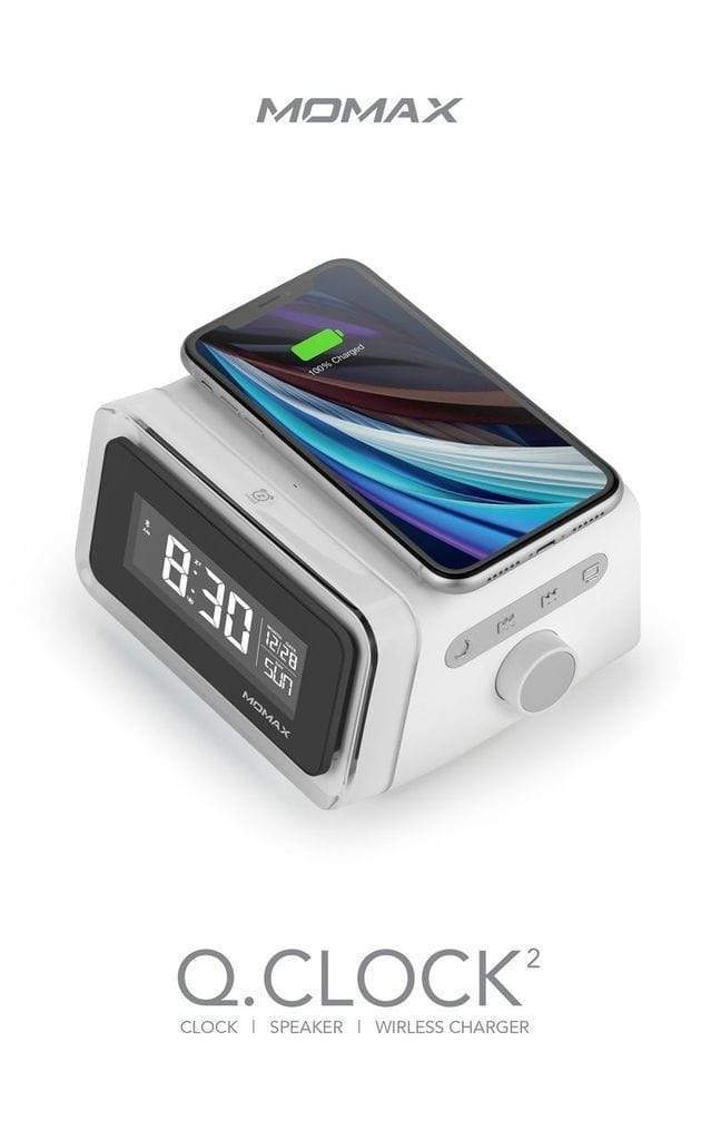 Order momax q clock 2 digital clock with wireless charger white Now ...