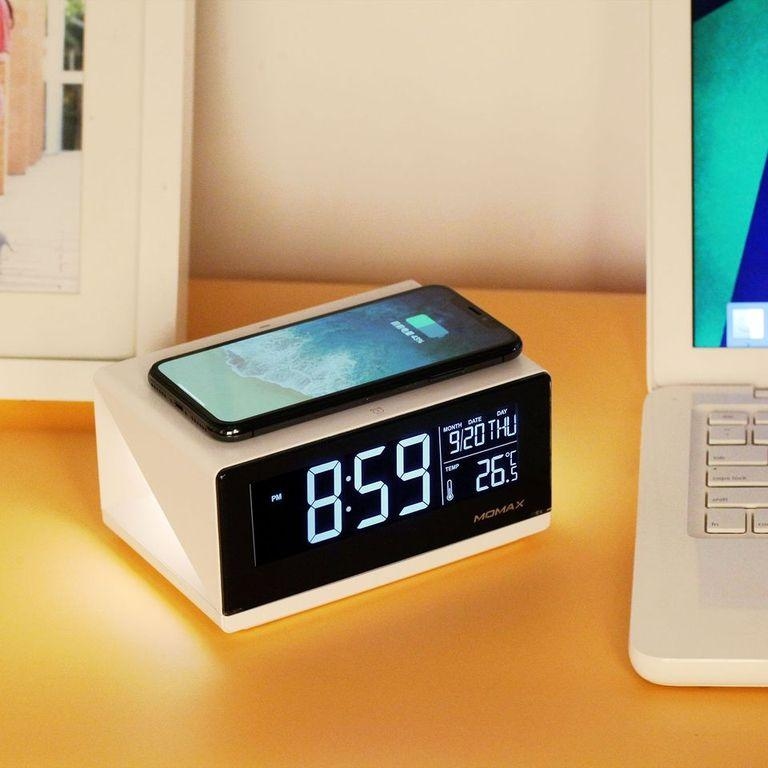 Order momax q clock digital clock with wireless charging white Now ...