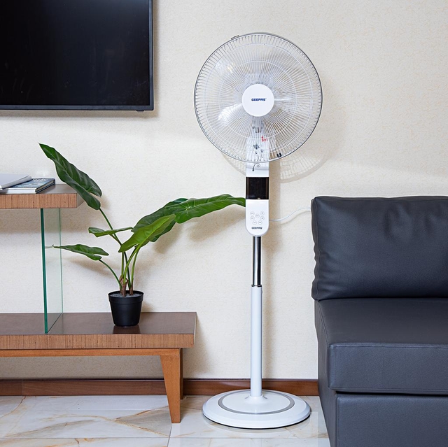Order Geepas GF9466 16" Stand Fan With Remote Control 50W - 3 Speed, 5 ...