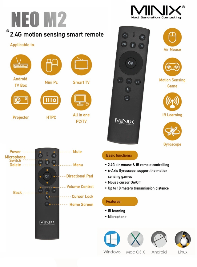 Order MINIX NEO M2 2.4G Motion Sensing Smart Remote Wireless Air Mouse ...