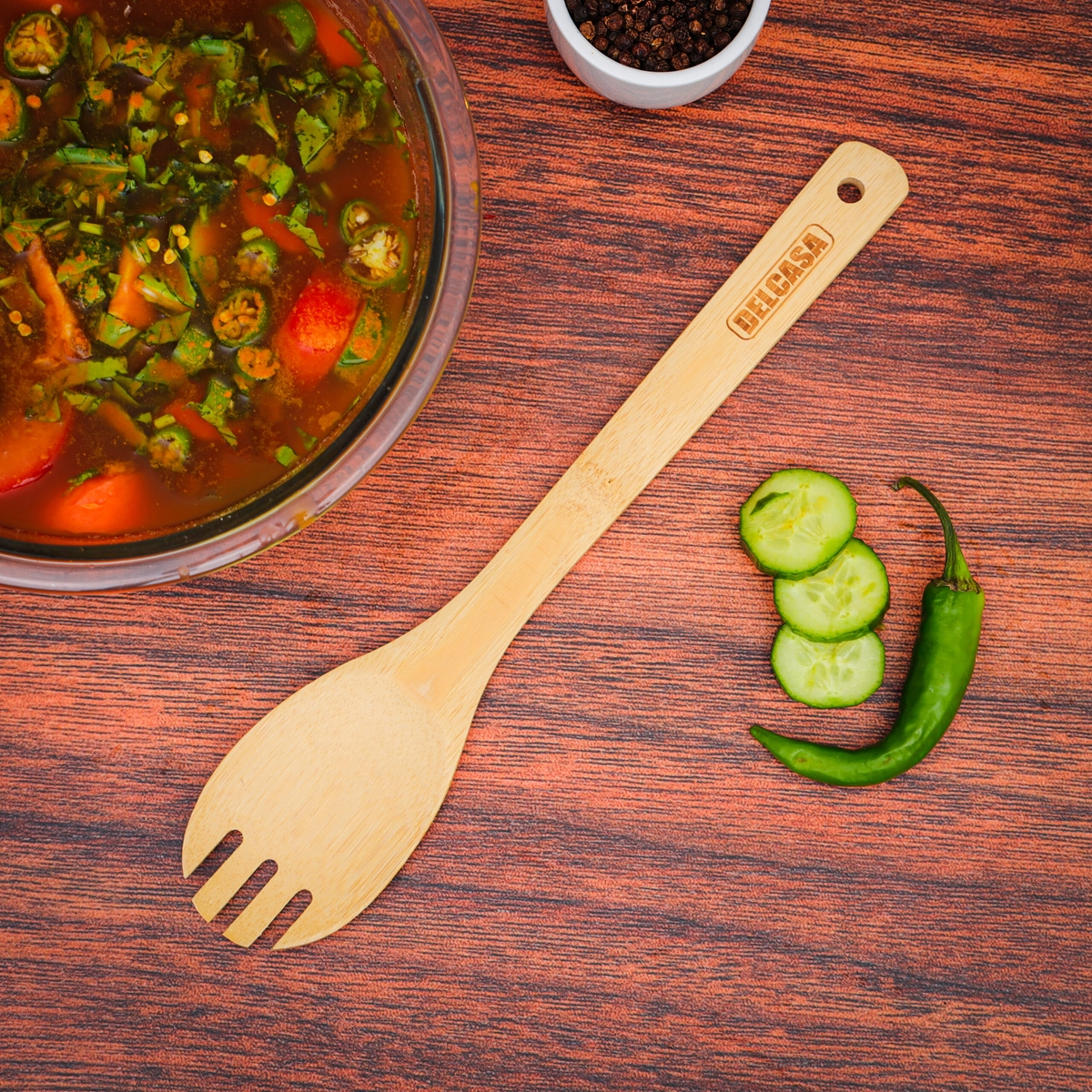 اطلب ملعقة خشب Bamboo Spaghetti Server 100% Natural Bamboo DC2101 من ...