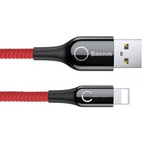 baseus c shaped light intelligent power off cable red | Jomla.ae