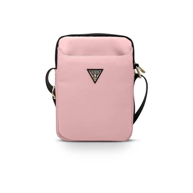 guess nylon tablet bag with metal triangle logo 10 light pink | Jomla.ae