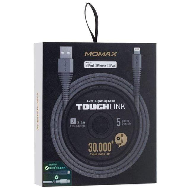 Order momax tough link lightning cable 1 2m grey Now! | Jomla.ae