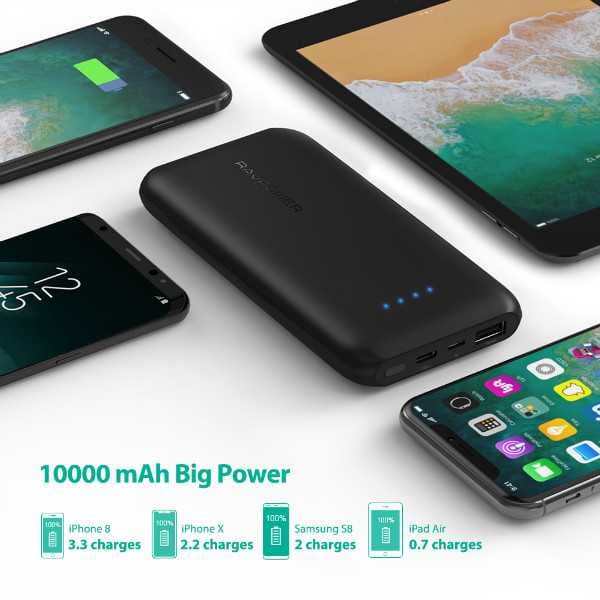 Order RAVPower 10000mAh Slim Portable Power Bank - Black Now! | Jomla.ae