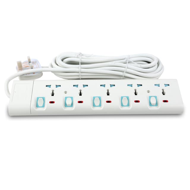 Geepas 5 Way Extension Socket - 5 Led Indicators with Power Switches ...