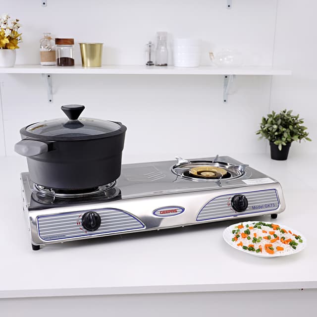 Geepas GK73 Stainless Steel Gas Stove Burner - 2 Burner Hob, Auto ...
