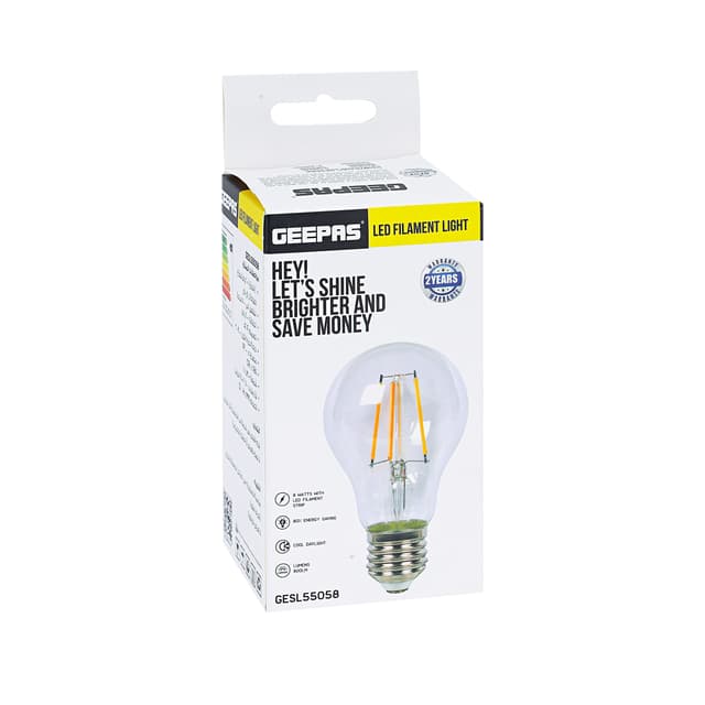 Geepas GESL55058 Energy Saving LED Filament 8W - Vintage LED Light ...