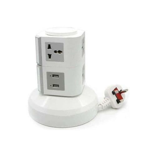 Margoun 2 Layer Multi Power Plug, White & Grey | Jomla.ae