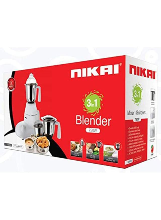 Order NIKAI Blender With 2 Stainless Steel Jars 750 W NB894 White ...