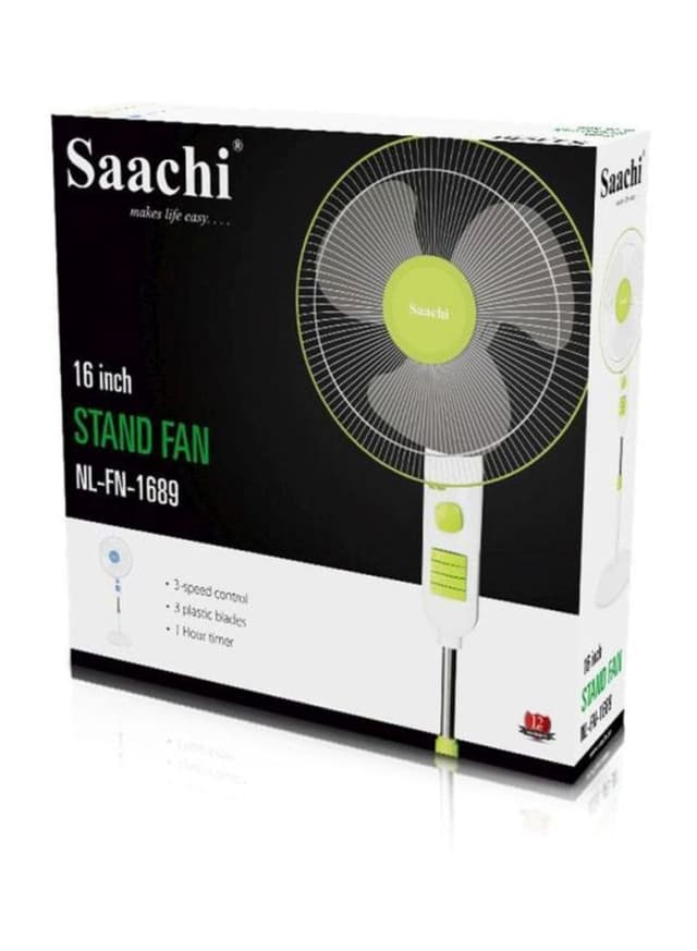 Order Saachi 3 Speed Control Stand Fan 60 W NL FN 1689 GN White/Green ...