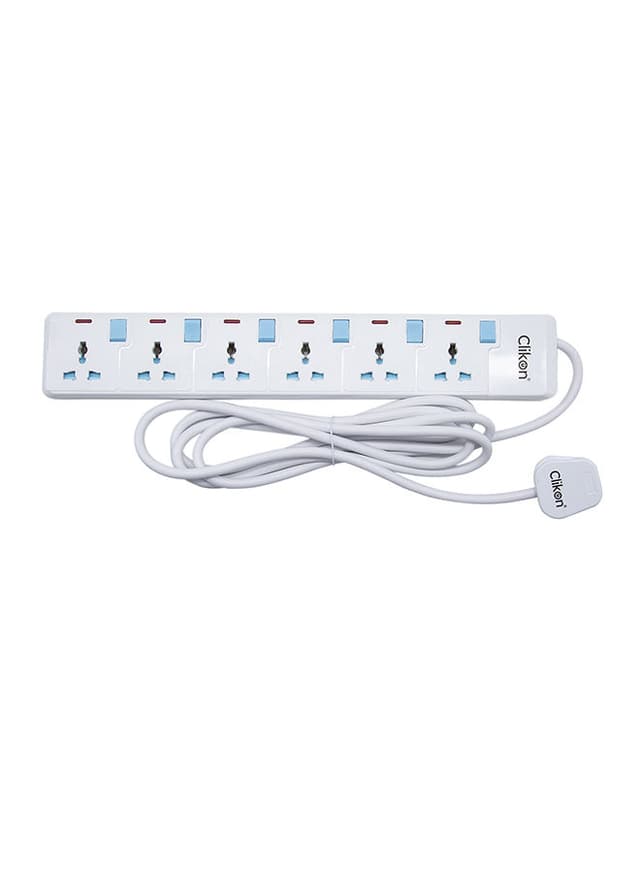 Order ClikOn 6 Way Extension Socket CK2174 White Now! | Jomla.ae