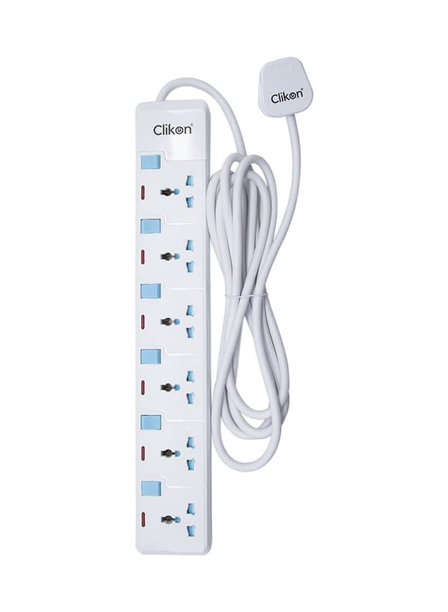 Order ClikOn 6 Way Extension Socket CK2174 White Now! | Jomla.ae