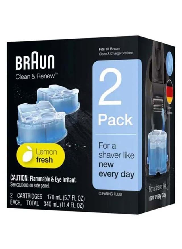 BRAUN 2 Piece Clean And Renew Refill Cartridge Blue 340mililiter | Jomla.ae
