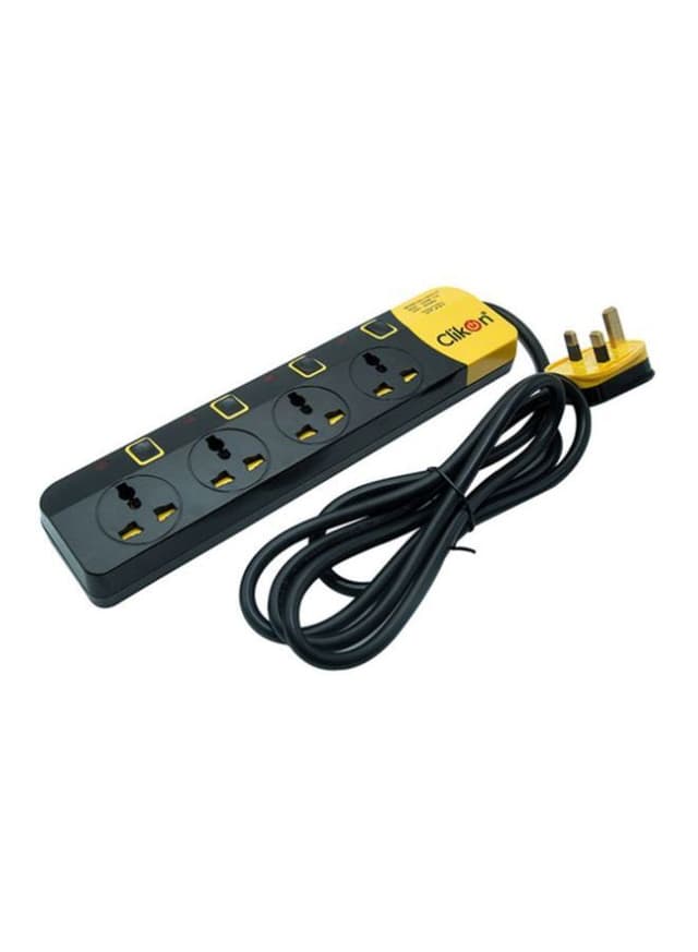 ClikOn 4 Way Socket Extension Adapter CK552 N Black/Yellow | Jomla.ae