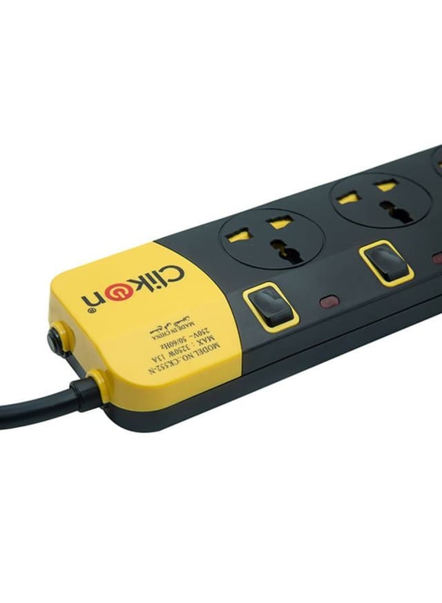 ClikOn 4 Way Socket Extension Adapter CK552 N Black/Yellow | Jomla.ae