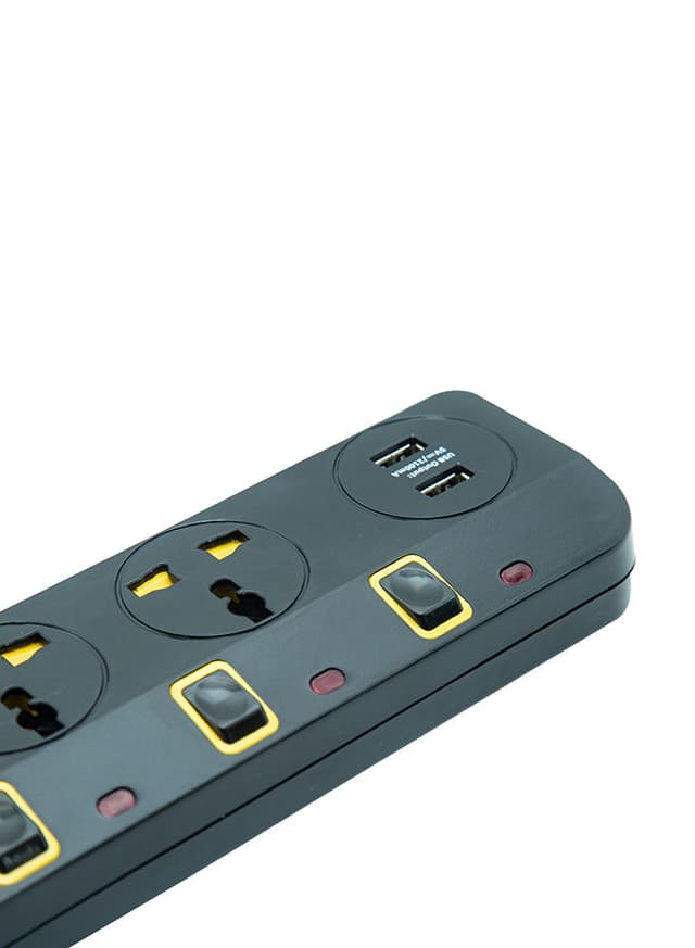 ClikOn 4 Way Socket Extension Adapter With USB Port CK557 N Black ...
