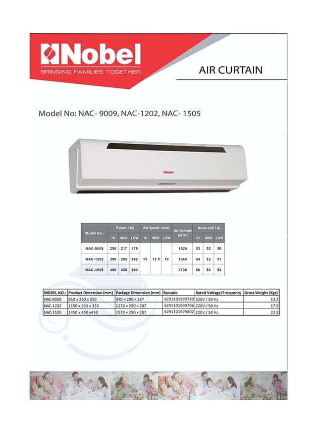 Nobel Air Curtain With Remote Controller And Sensors 1200 Ml 0 W ...