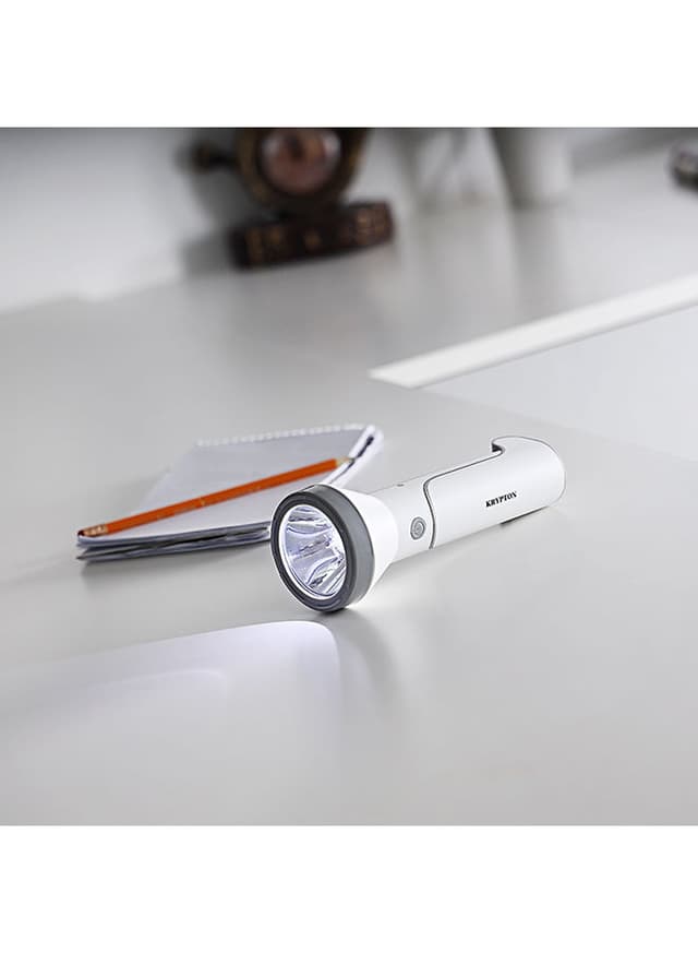 Order Krypton Led Rechargeable Flashlight White/Grey Now! | Jomla.ae