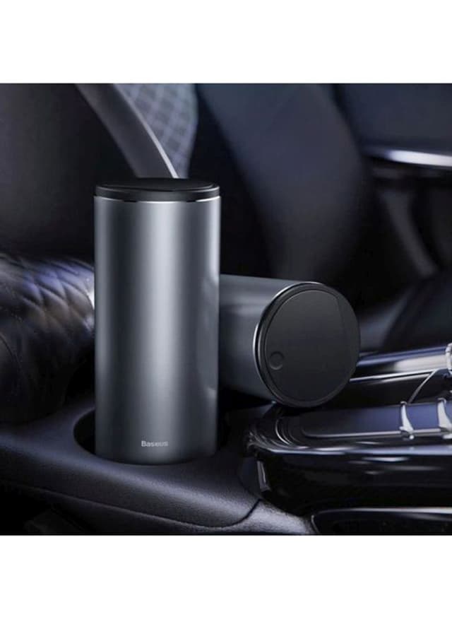 Baseus Aluminium Trash Can Silver/Black 15.7x8.9cm | Jomla.ae