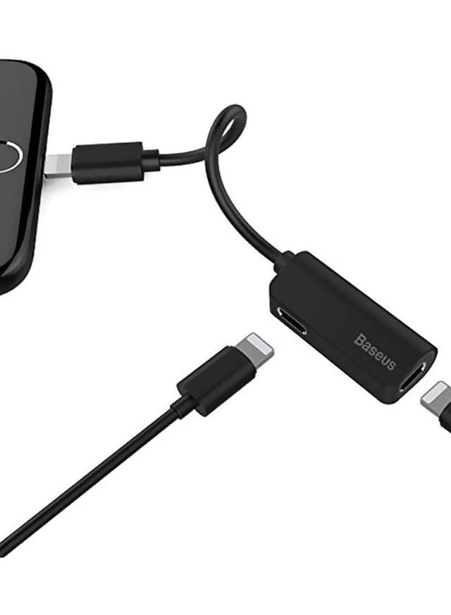 Baseus Lightning Male To Female Adapter Black | Jomla.ae