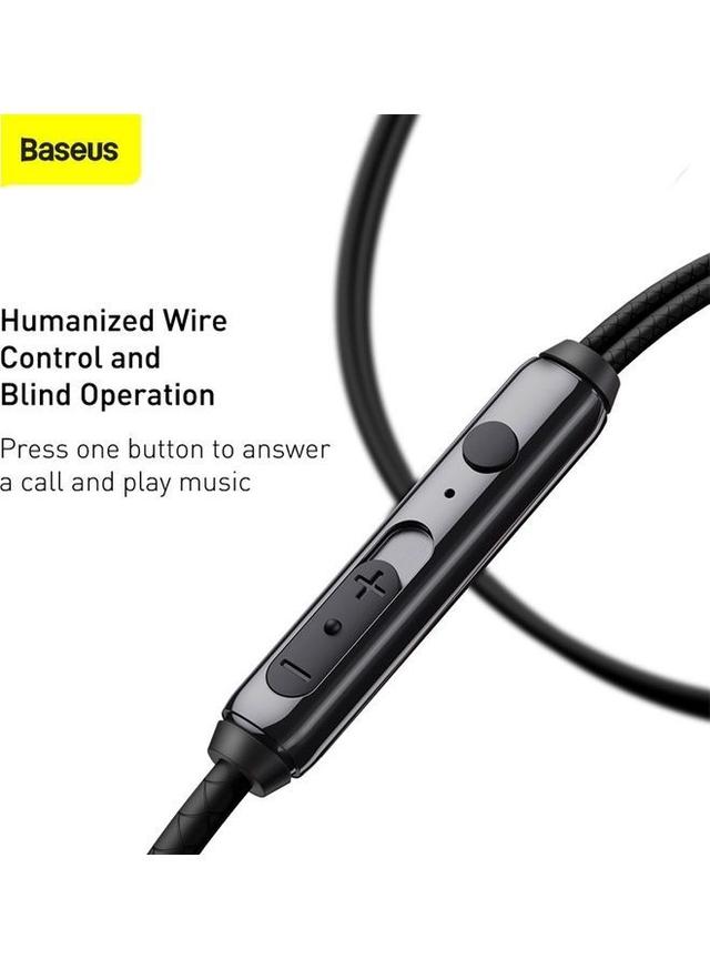 Baseus Wired Earphone with Microphone And Remote Control Black | Jomla.ae