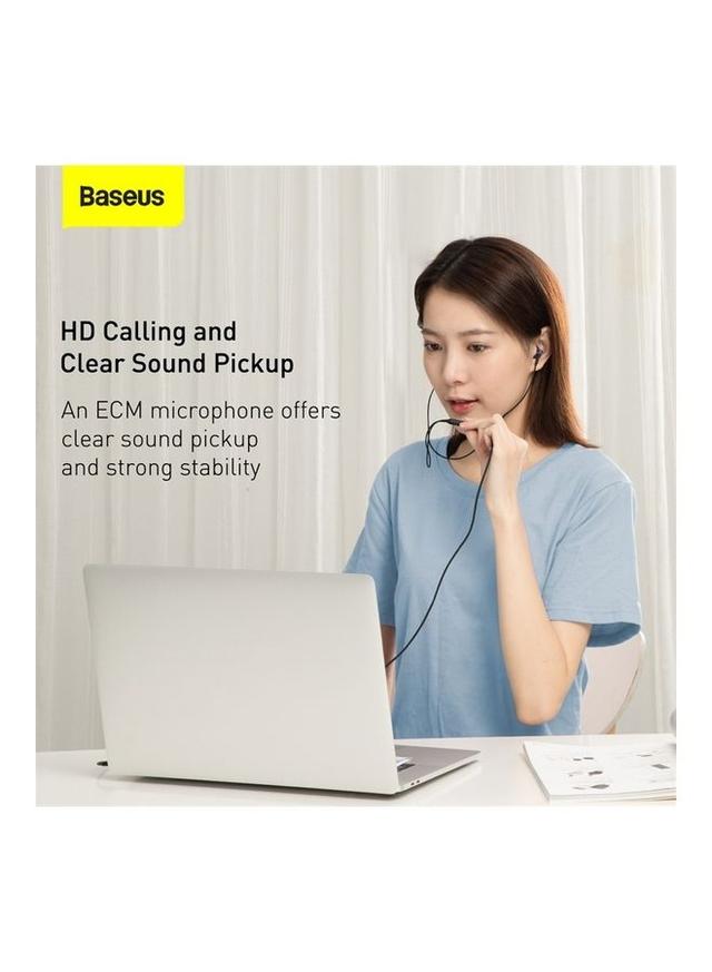 Baseus Wired Earphone with Microphone And Remote Control Black | Jomla.ae