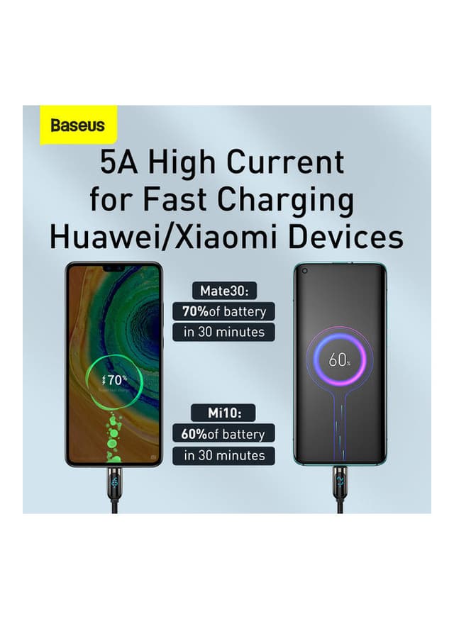 Baseus 5A Type-C Cable With Digital Voltage LED Display Data Cable ...