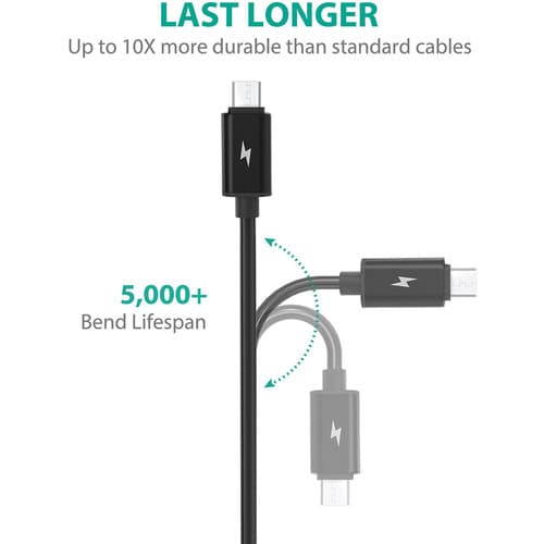 RAVPower 5 Pack Micro USB Cable - Black ( Online Packaging ) | Jomla.ae