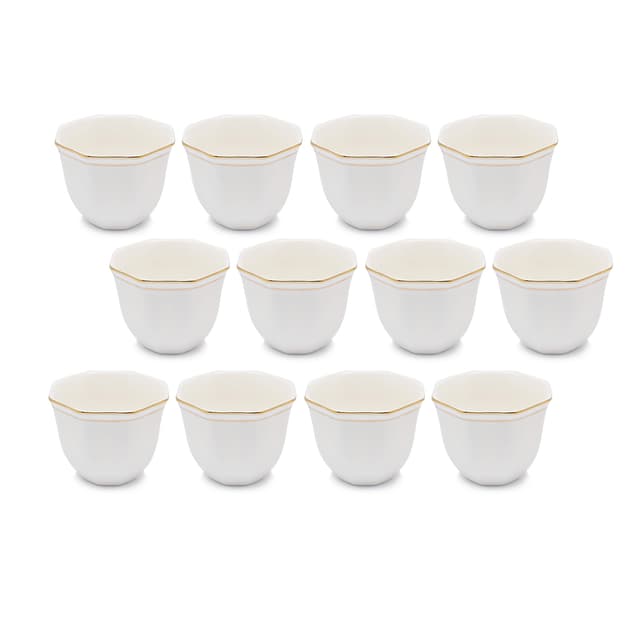 Royalford 12 Pcs Bone China Gold With Silver Line Cawa Cup - Scratch ...