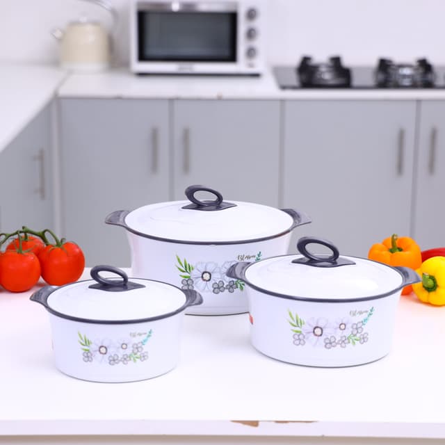 Delcasa 3Pc Blossom Hotpot Set - Hot Pot Set | Jomla.ae
