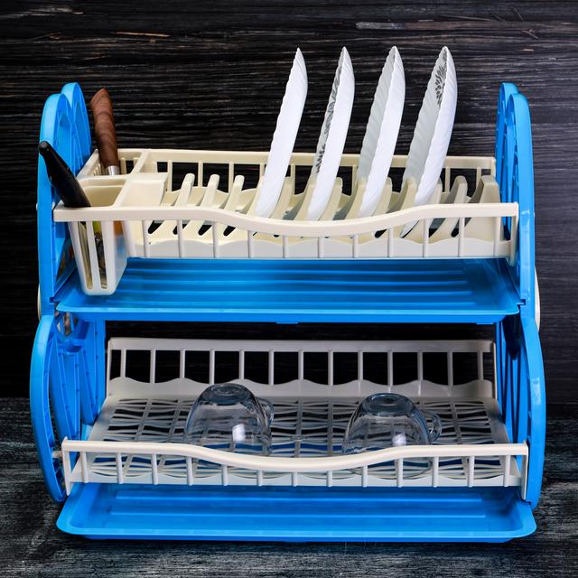 Royalford 2 Tiered Kitchen Dish Drainer Drying Rack - Multi-Purpose ...