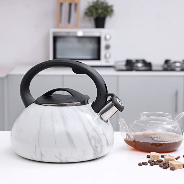 Royalford 3L Whistling Kettle - Portable Marble Design Whistling Tea ...