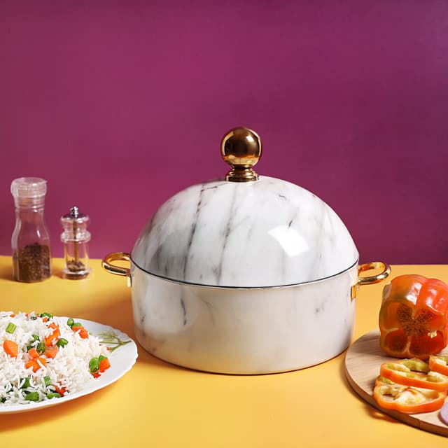 Royalford 4L Stainless Steel Marble Dome Hot Pot | Jomla.ae