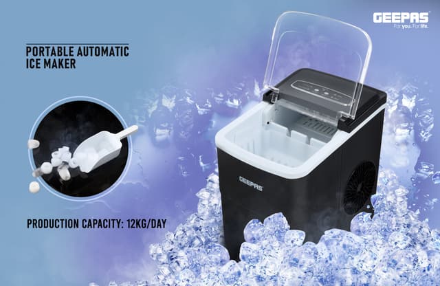اطلب ماكينة صنع الثلج بقوة 100 واط وبسعة 2.2 لتر جيباس Geepas Ice Maker ...