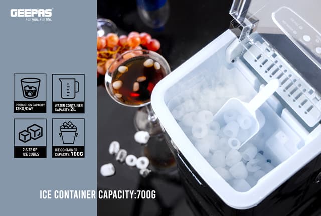 اطلب ماكينة صنع الثلج بقوة 100 واط وبسعة 2.2 لتر جيباس Geepas Ice Maker ...