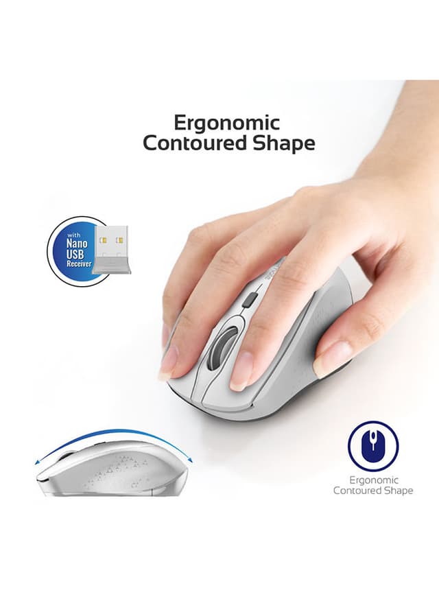 promate Wireless Mouse, Ergonomic Lightweight 2.4Ghz Wireless Optical ...
