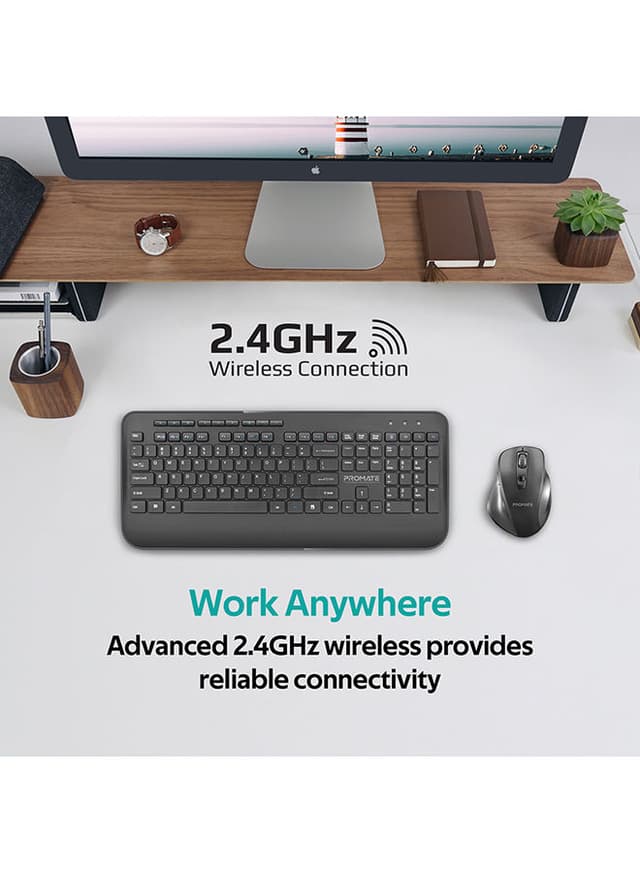 Order Promate Wireless Keyboard and Mouse Combo, Ergonomic Sleek 2.4Ghz ...