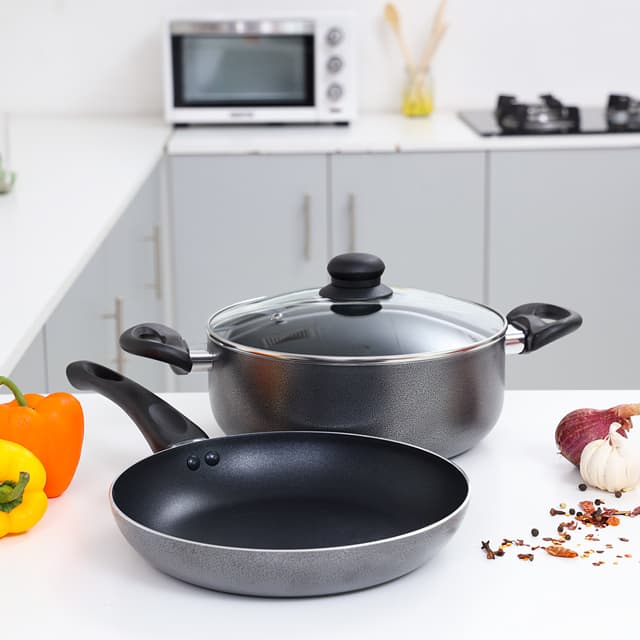 Order Royalford 3 Pcs Cookware Set,Black,Alu Cd Bottom Now! | Jomla.ae