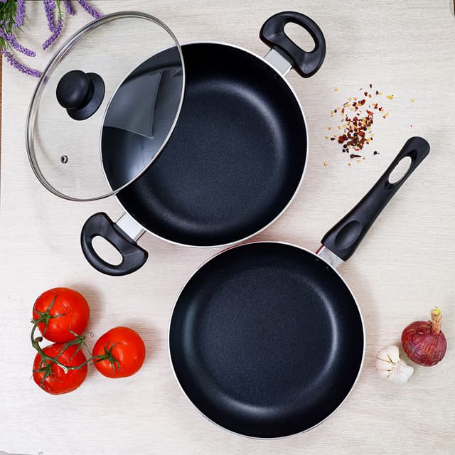 Royalford 3 Pcs Cookware Set,Red,Alu Cd Bottom | Jomla.ae