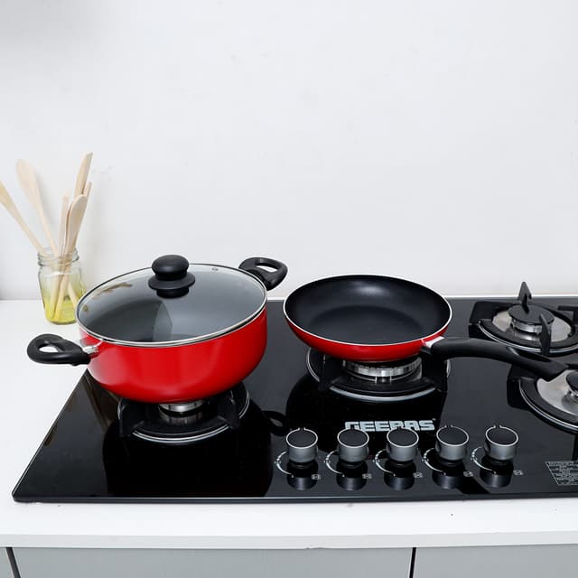 Royalford 3 Pcs Cookware Set,Red,Alu Cd Bottom | Jomla.ae