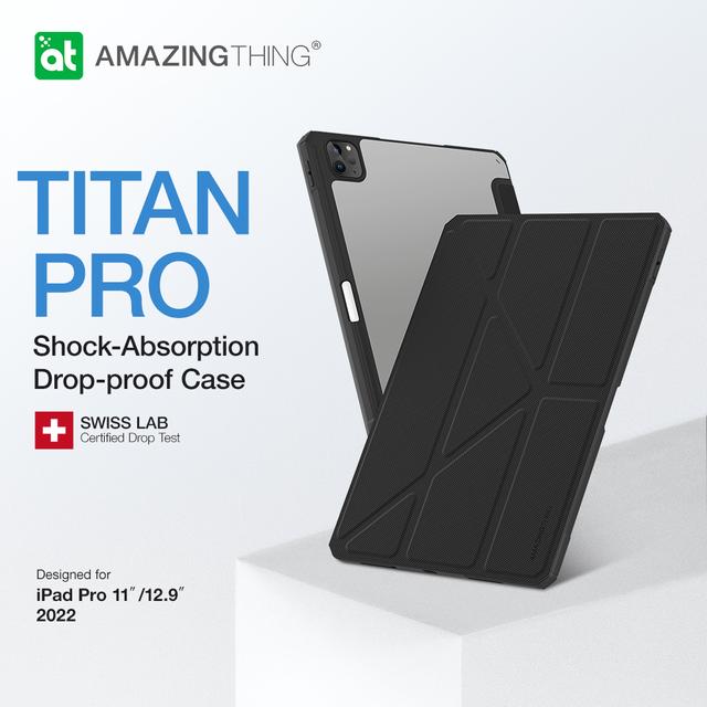 At titan pro folio case for ipad pro 12.9'' 2022 black | Jomla.ae