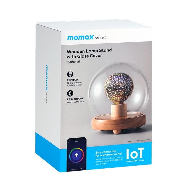 Order Momax wooden lamp stand with round glass cover transparent Now ...