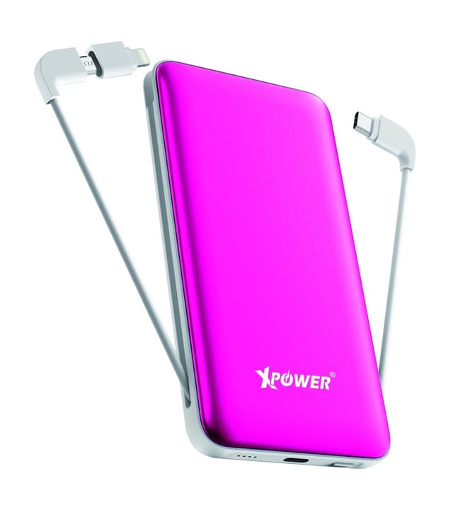 Xpower pd10x 10000mah 3in1 built-in cable power bank pink | Jomla.ae
