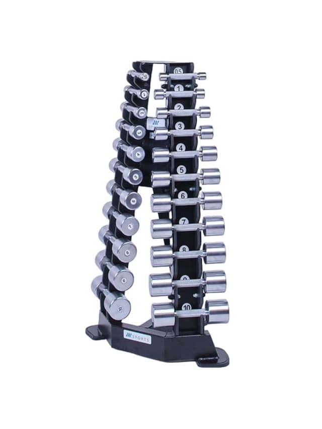 Order ADW Sports Chrome Dumbbell Set With Rack Now! | Jomla.ae