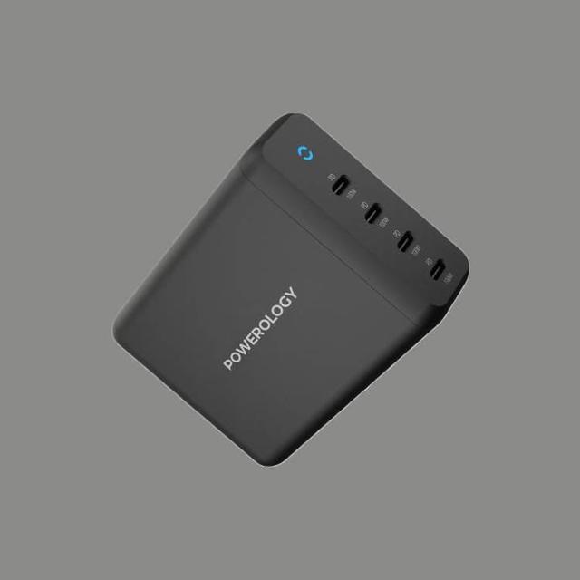 Powerology 165W GaN Desktop Charger with 4X PD Port UK AC Cable PD 100W ...