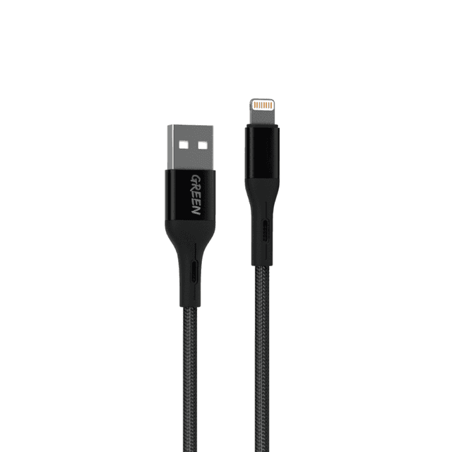 Green Lion USB-A to Lightning Braided Cable 3M - Black | Jomla.ae