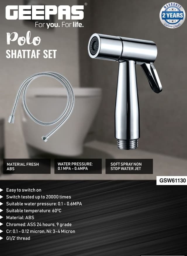 Geepas Polo Shattaf Set- , Soft Spray Non-Stop Water Jet With Easy ...